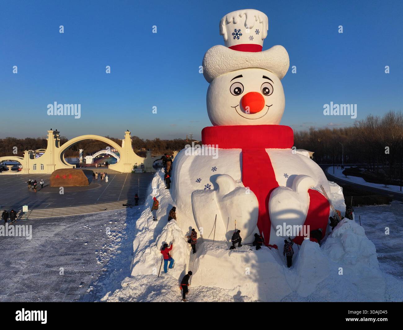 A giant snowman makes debut in Harbin City, northeast China's ...