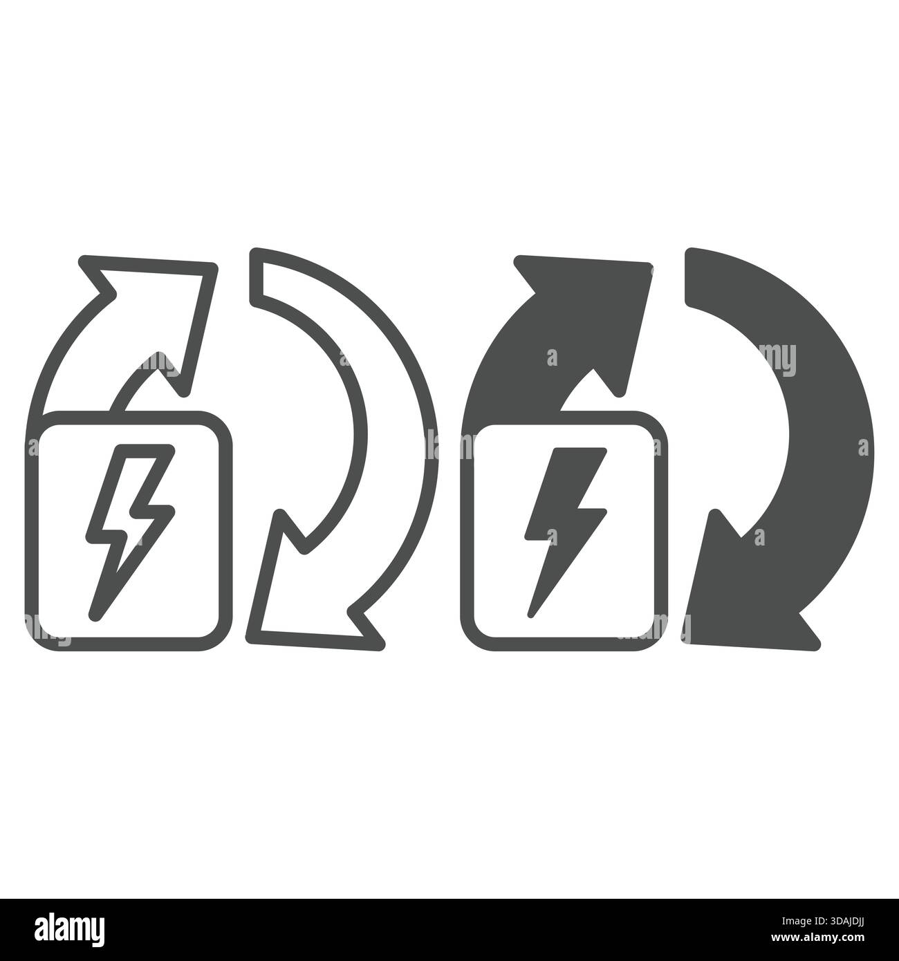 Rechargeable electricity line and solid icon, Renewable energy concept ...
