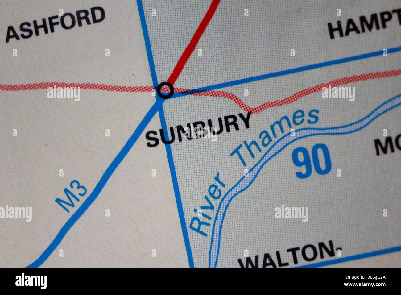 Sunbury - London, England, United Kingdom colour atlas district map ...