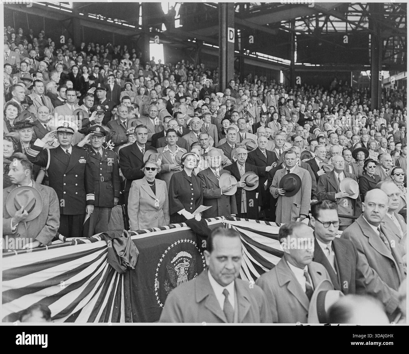 tograph of the President and Mrs. Truman, with other dignitaries ...