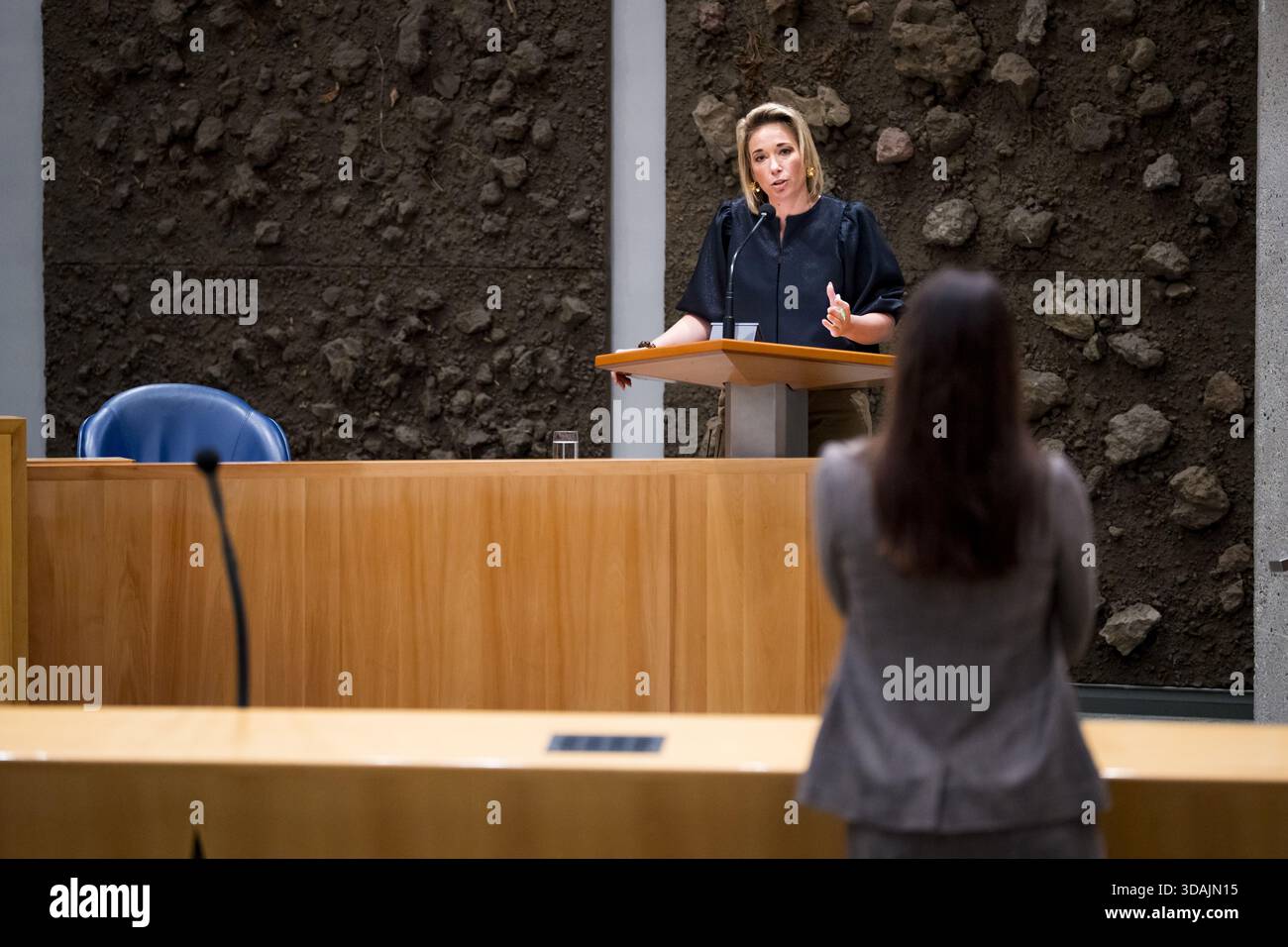 THE HAGUE – Ingrid Coenradie (JA21) and Sarah Dobbe (SP) during a ...