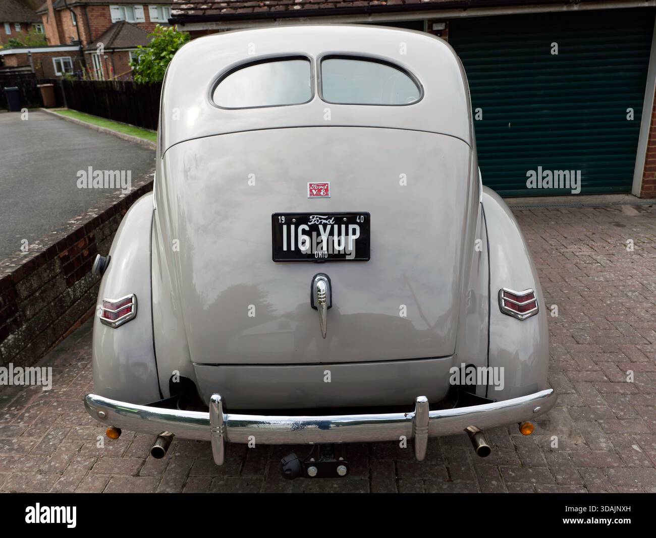 Rear view of a Grey, 1940, Ford V8 Deluxe, in Station Road, Tenterden ...