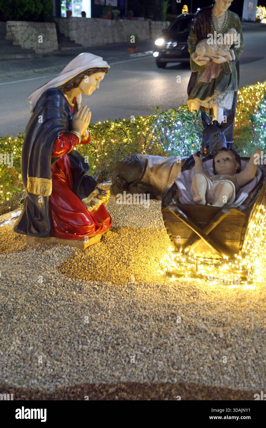 **NO LIBRI** Lebanon, Beirut, 2025/12/10.nativity scene with lighting ...