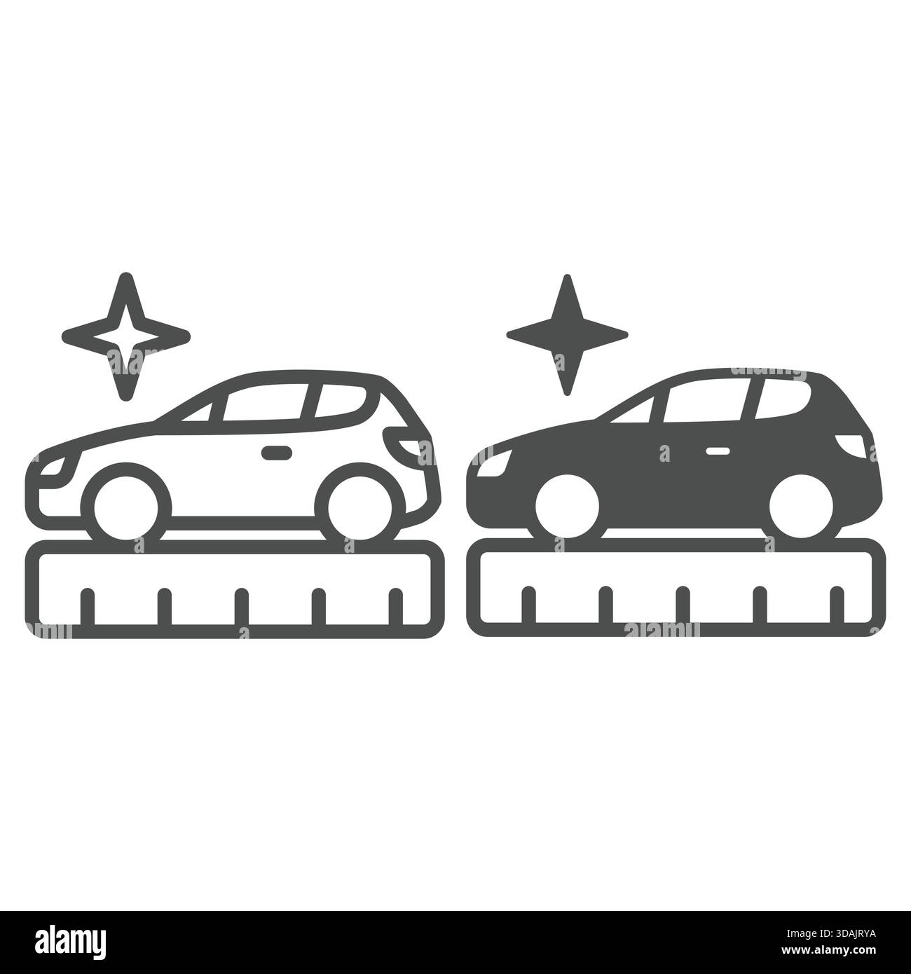 Brand new car line and solid icon, exhibition auto expo concept. Vector ...
