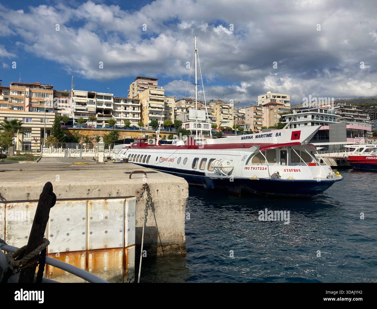 Exterior view of a Soviet era hydrofoil boat in Corfu harbour, Greece ...