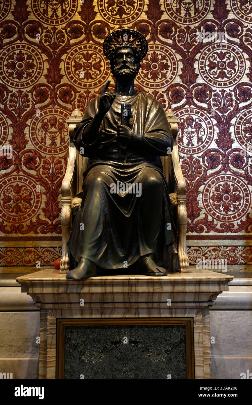 St. Peter’s Basilica. Bronze statue of St. Peter enthroned with the ...