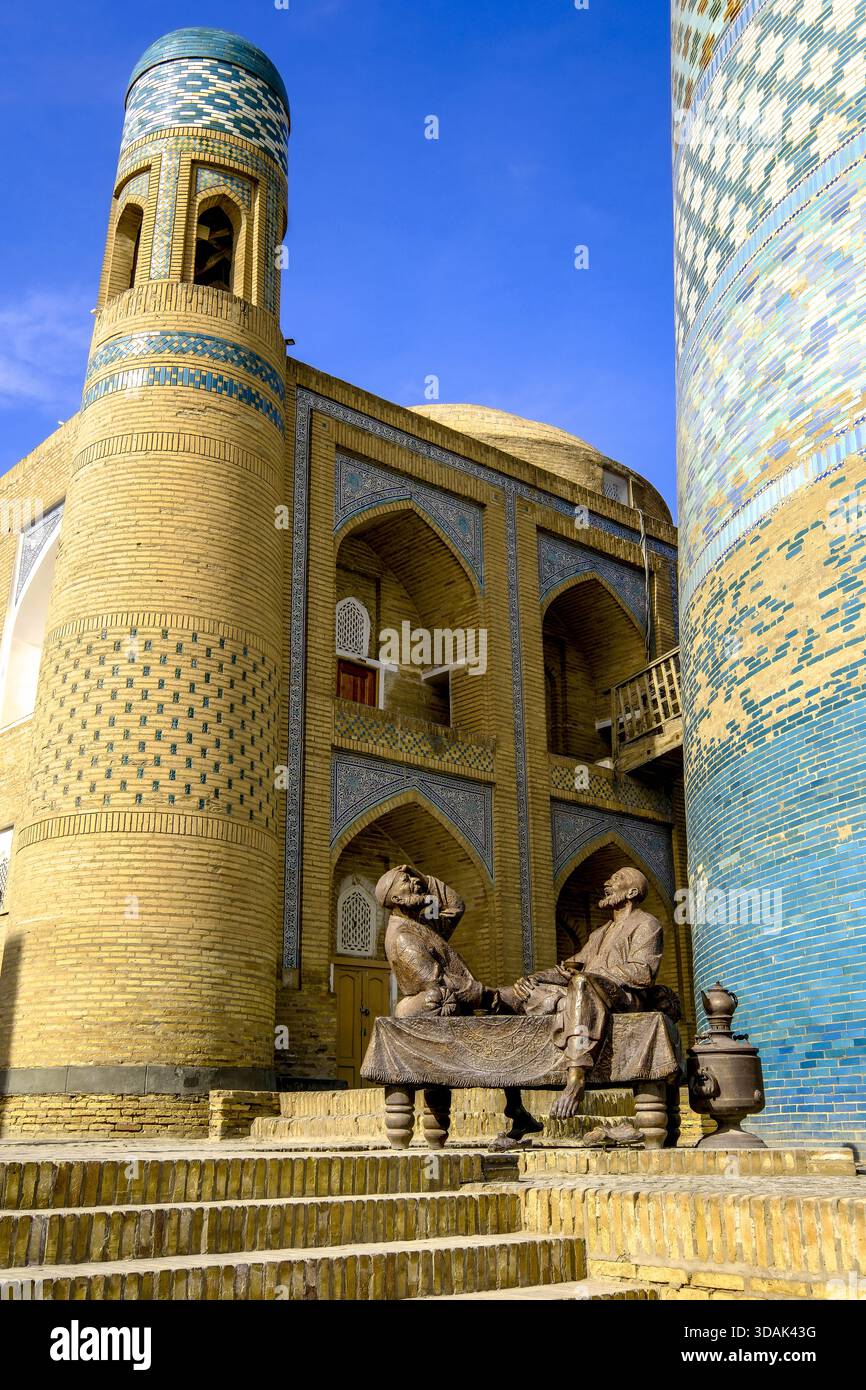 Statue depicting traditional Uzbek life in Khiva, Uzbekistan Stock ...