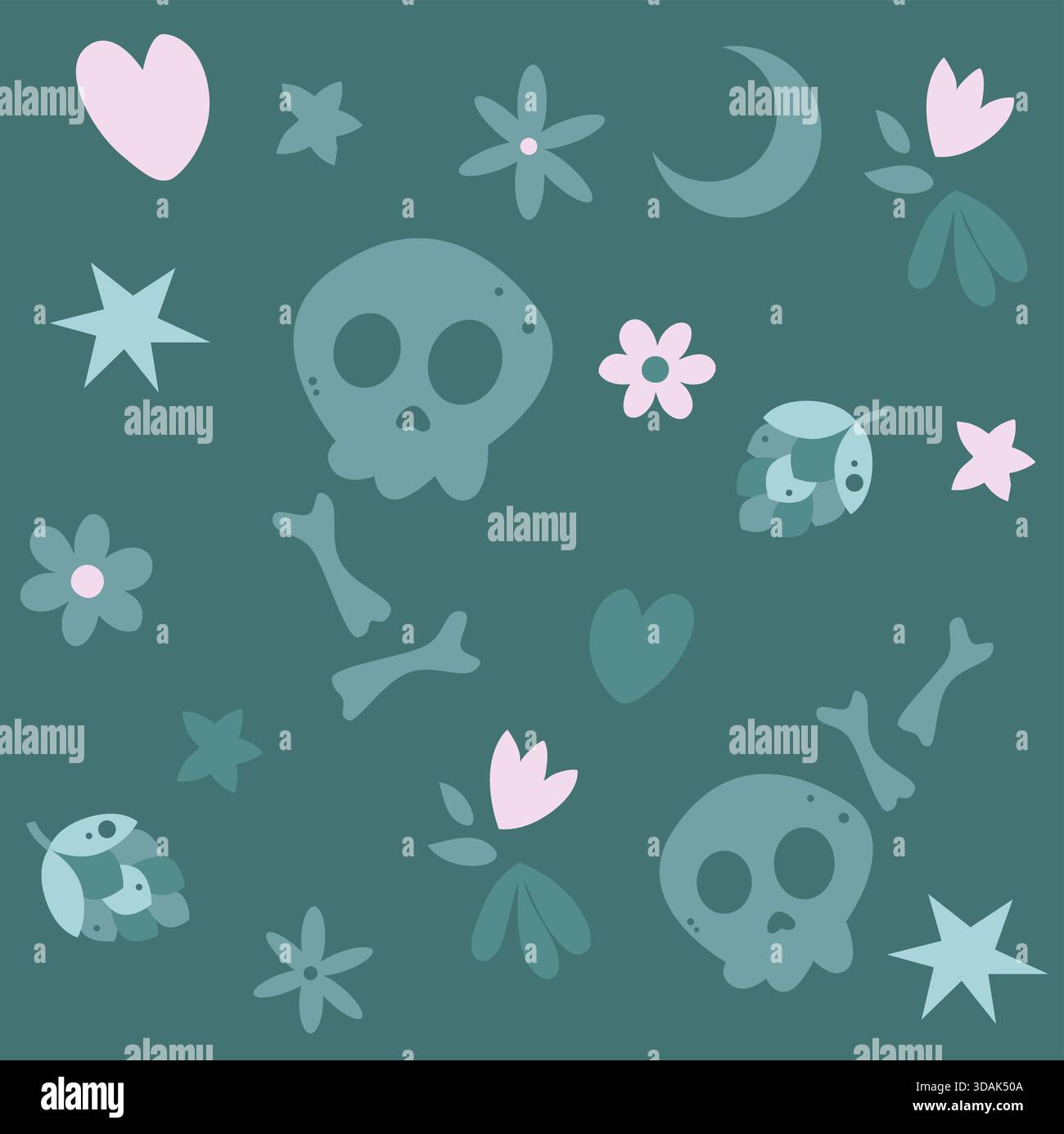 Cartoon moon skulls bones Stock Vector Images - Alamy