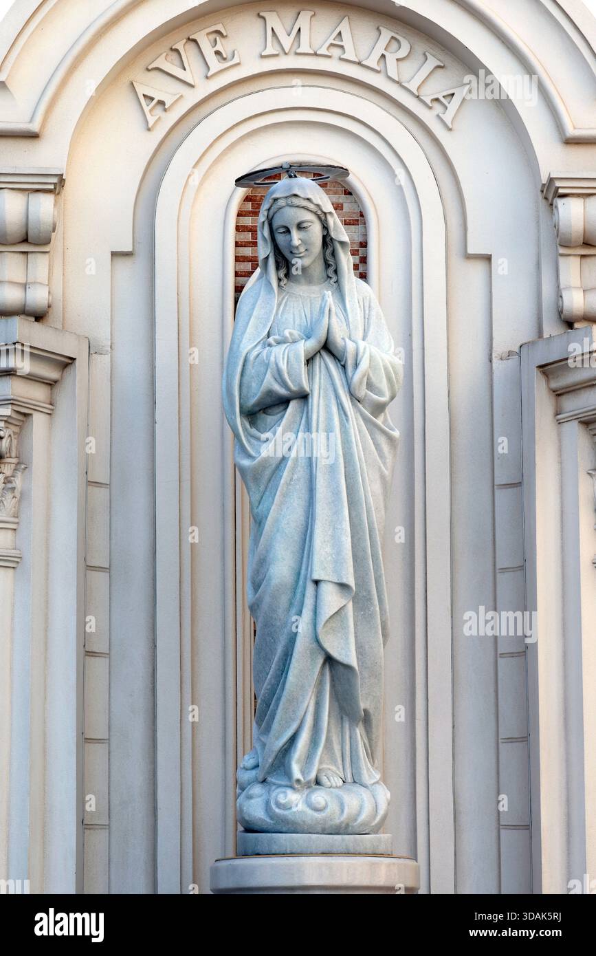 An Hoi catholic church. Virgin Mary marble statue. Ave Maria. Can Tho ...