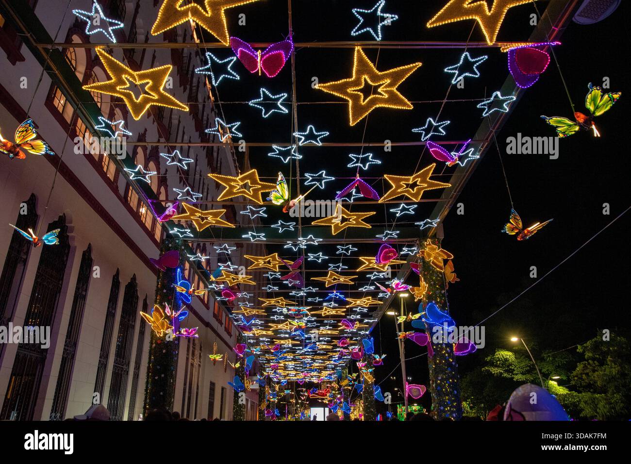 Cali, Colombia, December 10, 2025. Traditional Christmas lights in Cali ...
