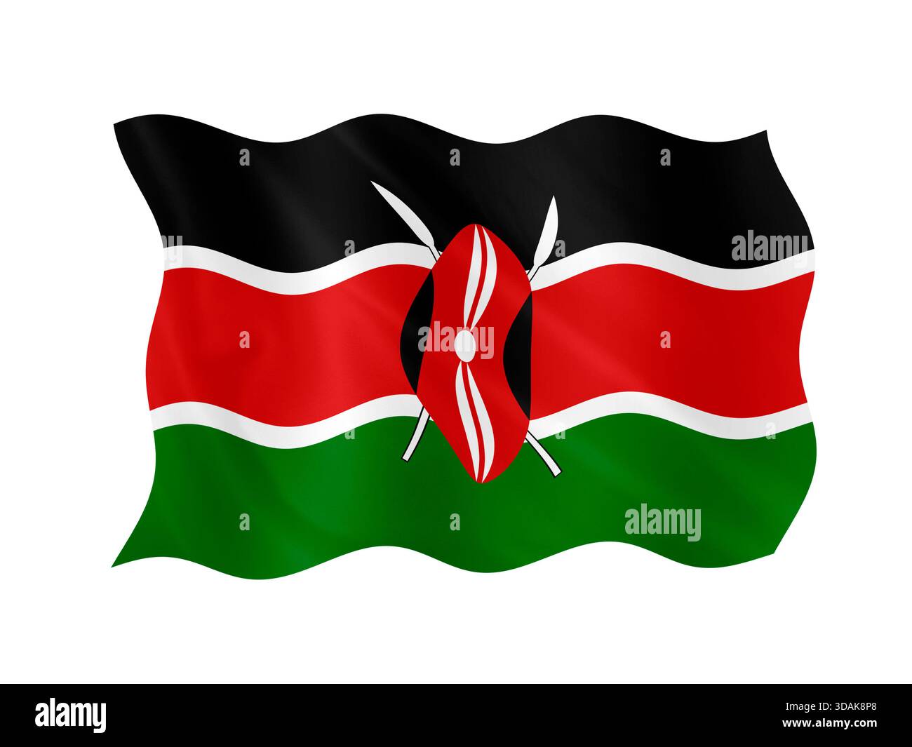 Digital composite. Flag of Kenya waving with a fabric overlay. December ...