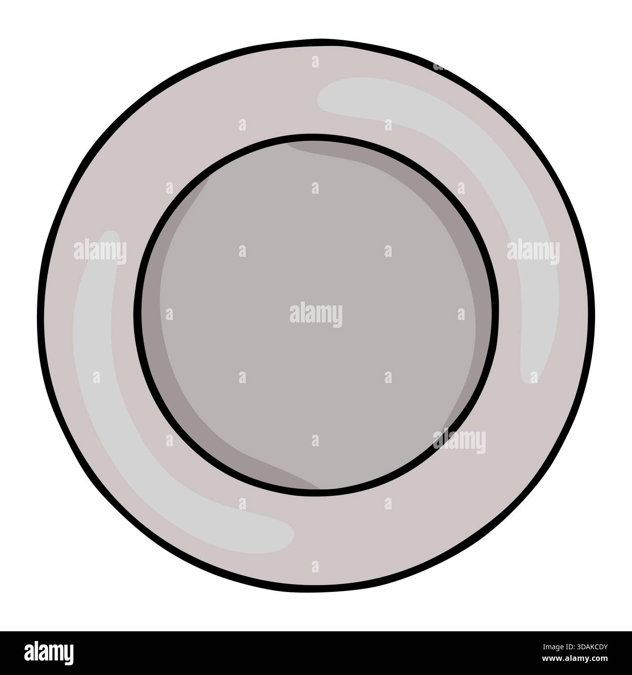 A simple, clean vector illustration of a single, light grey plate with ...