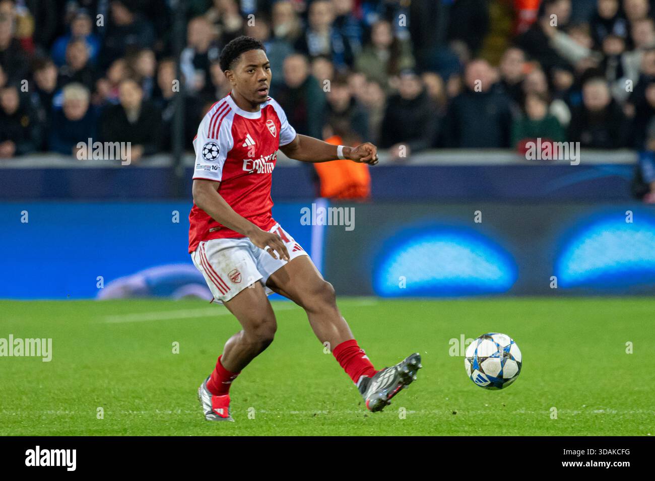 Myles Lewis-Skelly of Arsenal in action during the UEFA Champions ...