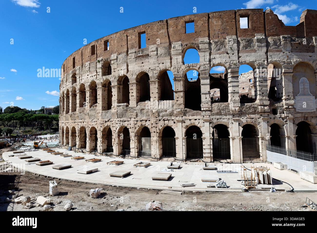 Exterior view shows massive elliptical structure of the Colosseum ...