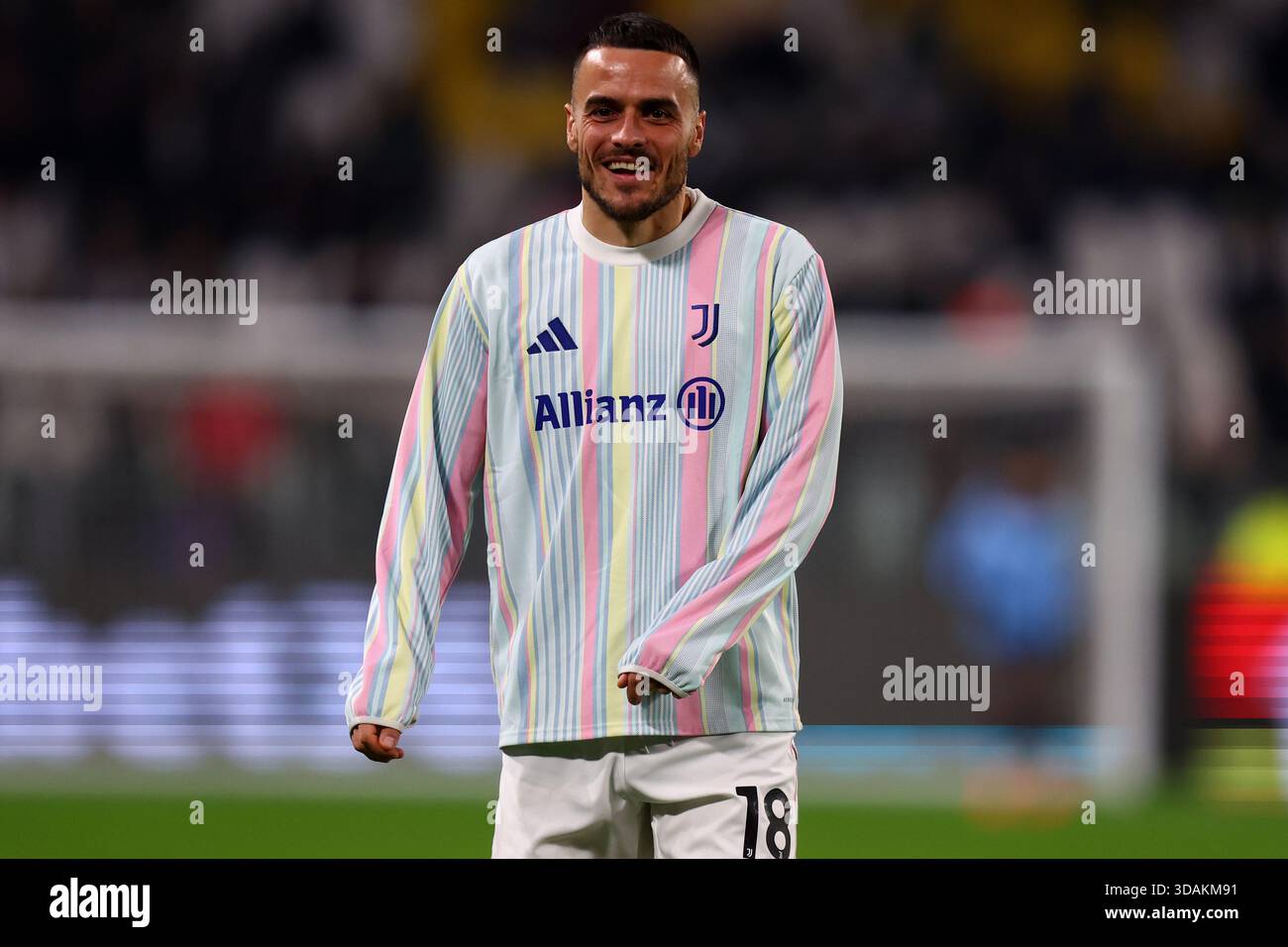 Filip Kostic of Juventus Fc during warm up before the UEFA Champions ...