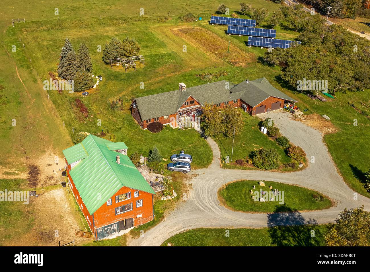 Aerial solar farm country road hi-res stock photography and images - Alamy