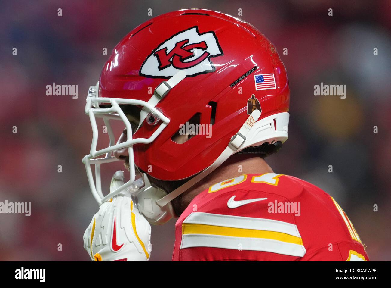 A Walter Payton Player of the Year logo is seen on the helmet of Kansas ...