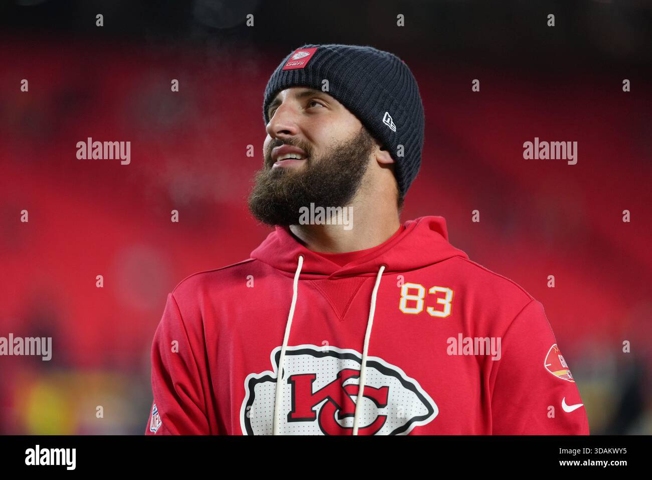 Kansas City Chiefs tight end Noah Gray is seen prior to an NFL football ...