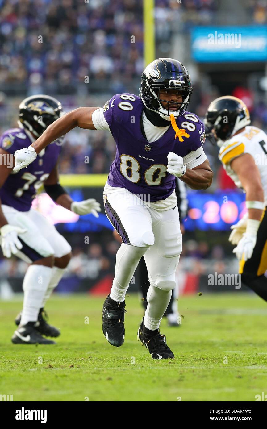 Baltimore Ravens tight end Isaiah Likely (80) in action during the ...