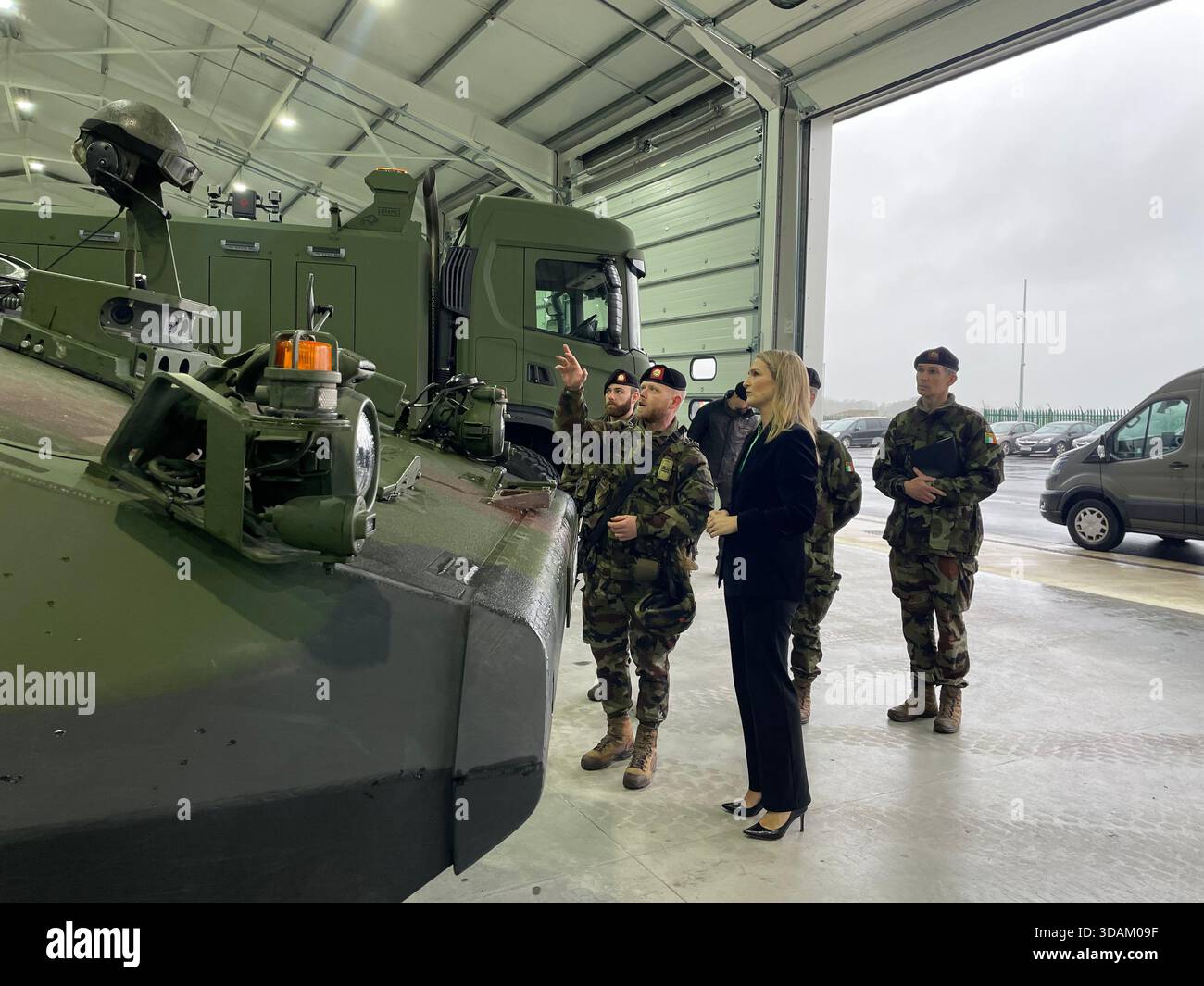 Minister for Defence Helen McEntee is shown Irish military equipment ...