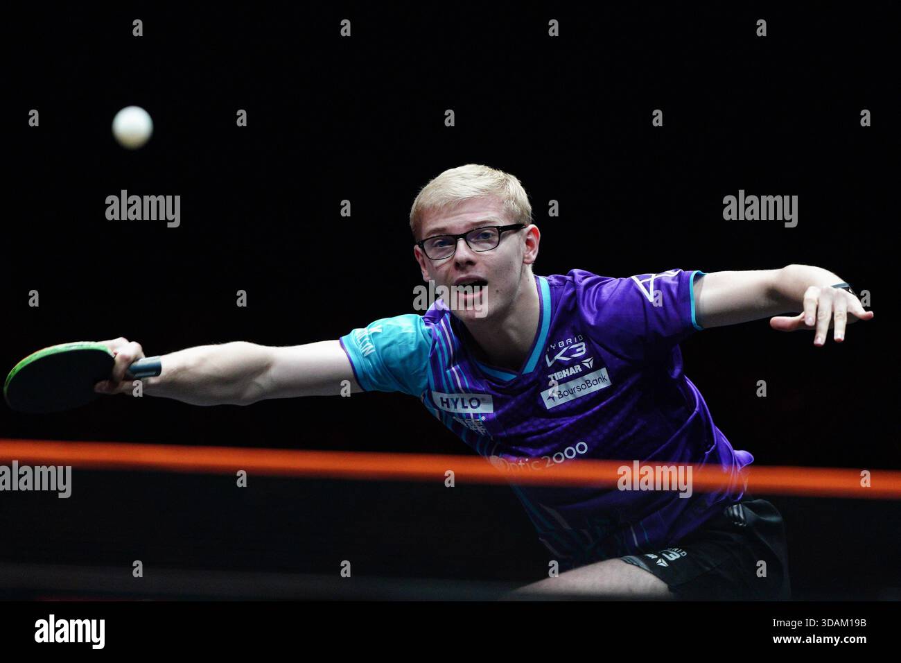 Felix Lebrun, a French table tennis player during the game at WTT ...