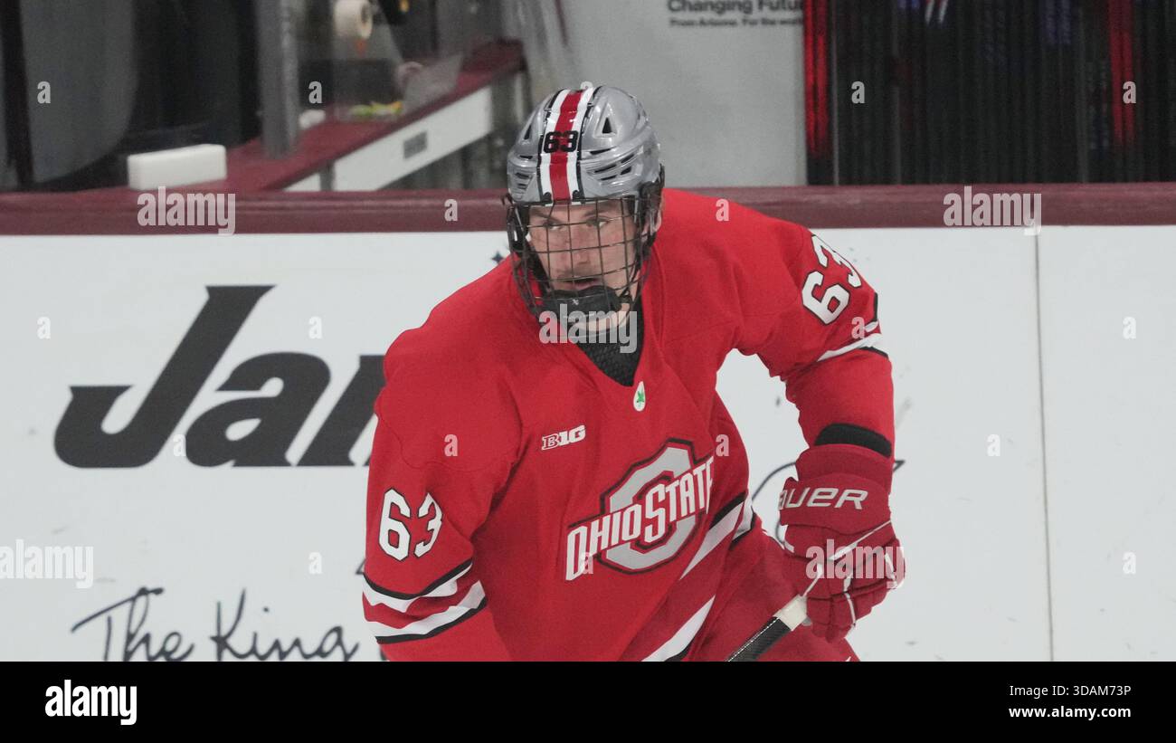 Ohio State forward Nathan Lewis (63) during an NCAA hockey game against ...