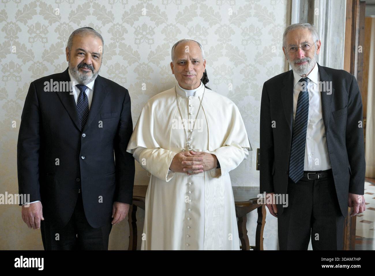 Pope Leo XIV meets Rav Alfonso Arbib, chief rabbi of Milan (left) and ...