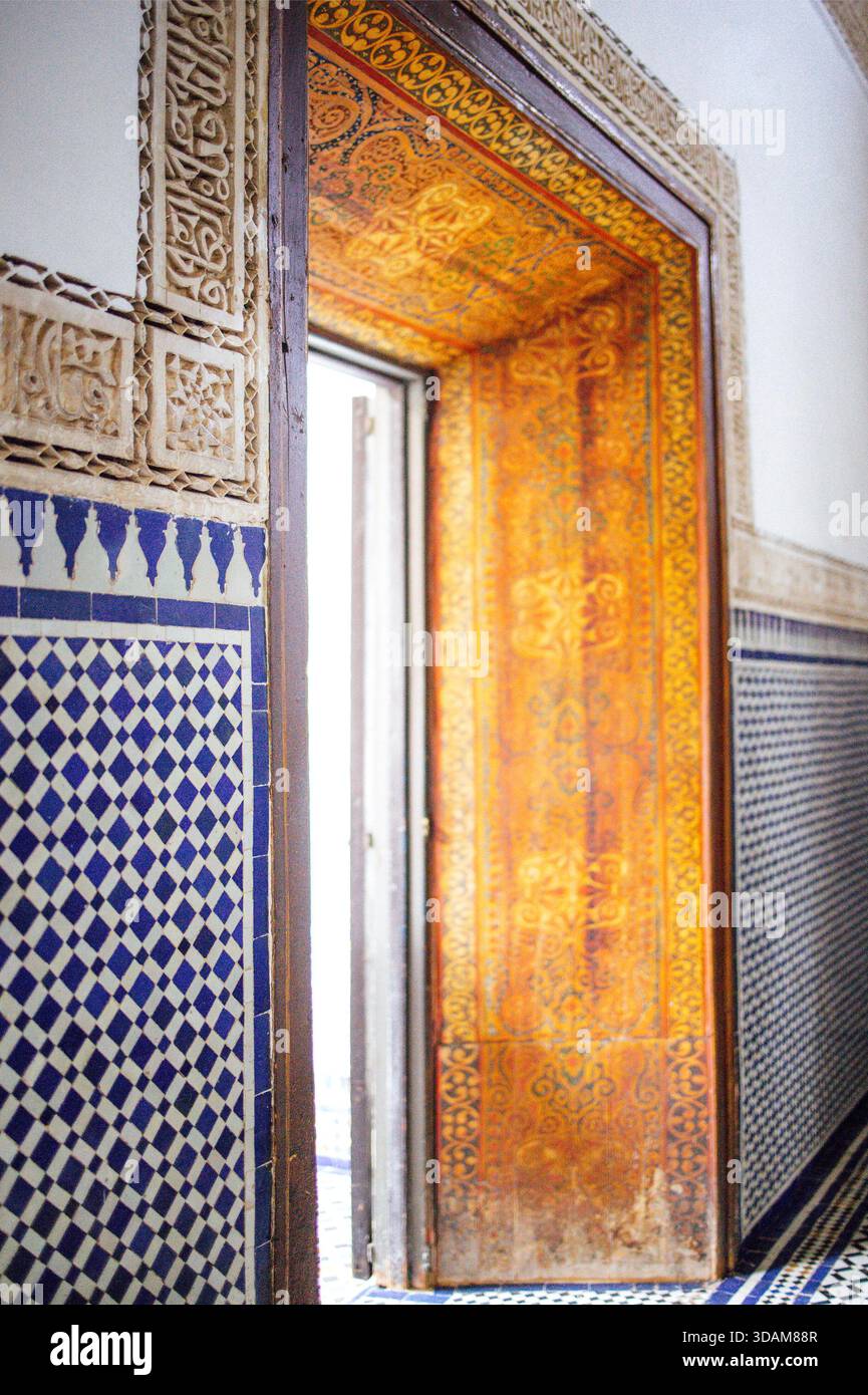 Ornate door with detailed carvings Dar El Bacha Museum in Marrakech ...
