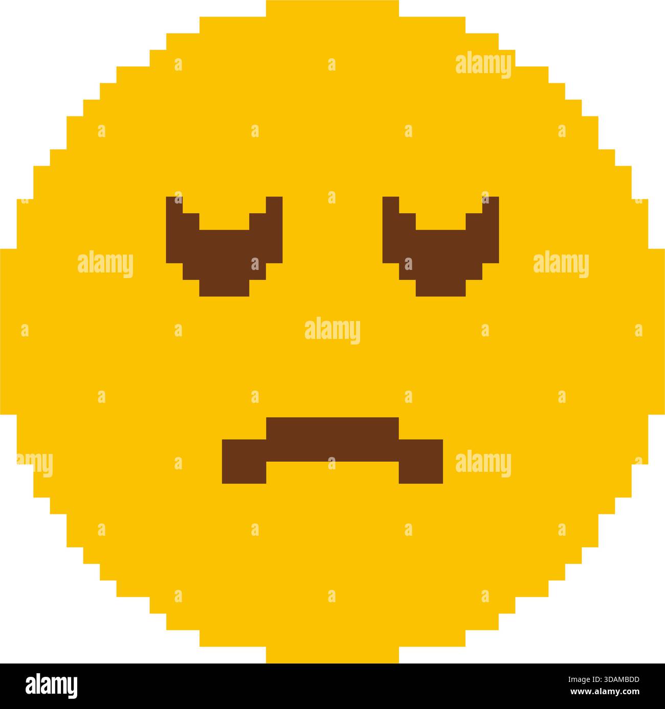 Pixelated Sad Face Emoji Icon. Negative Emotion, Disappointment, And ...