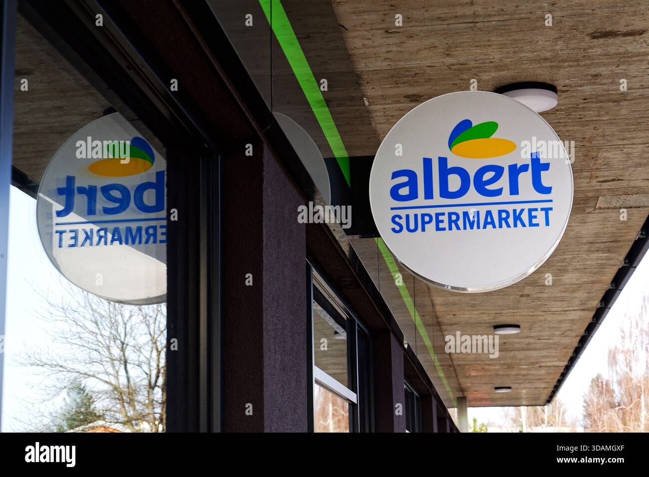 Albert company logo in front of supermarket from Ahold Delhaize group ...