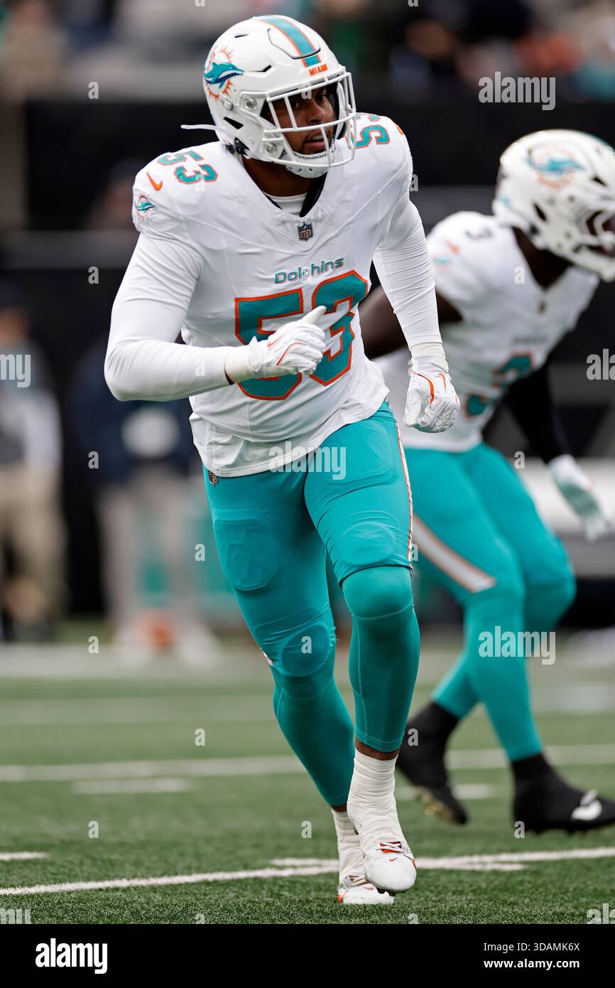 Miami Dolphins linebacker Cameron Goode (53) warms up prior to an NFL ...