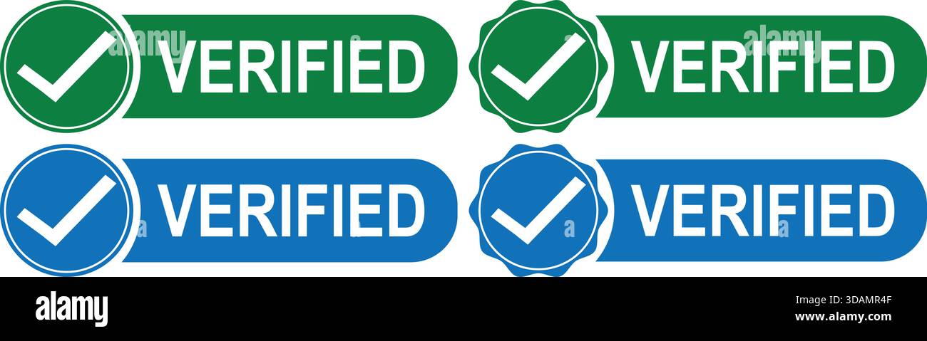 Verified checkmark badge collection Cut Out Stock Images & Pictures - Alamy
