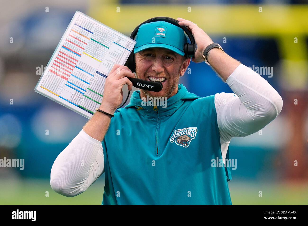 Jacksonville Jaguars head coach Liam Coen during the first half of an ...