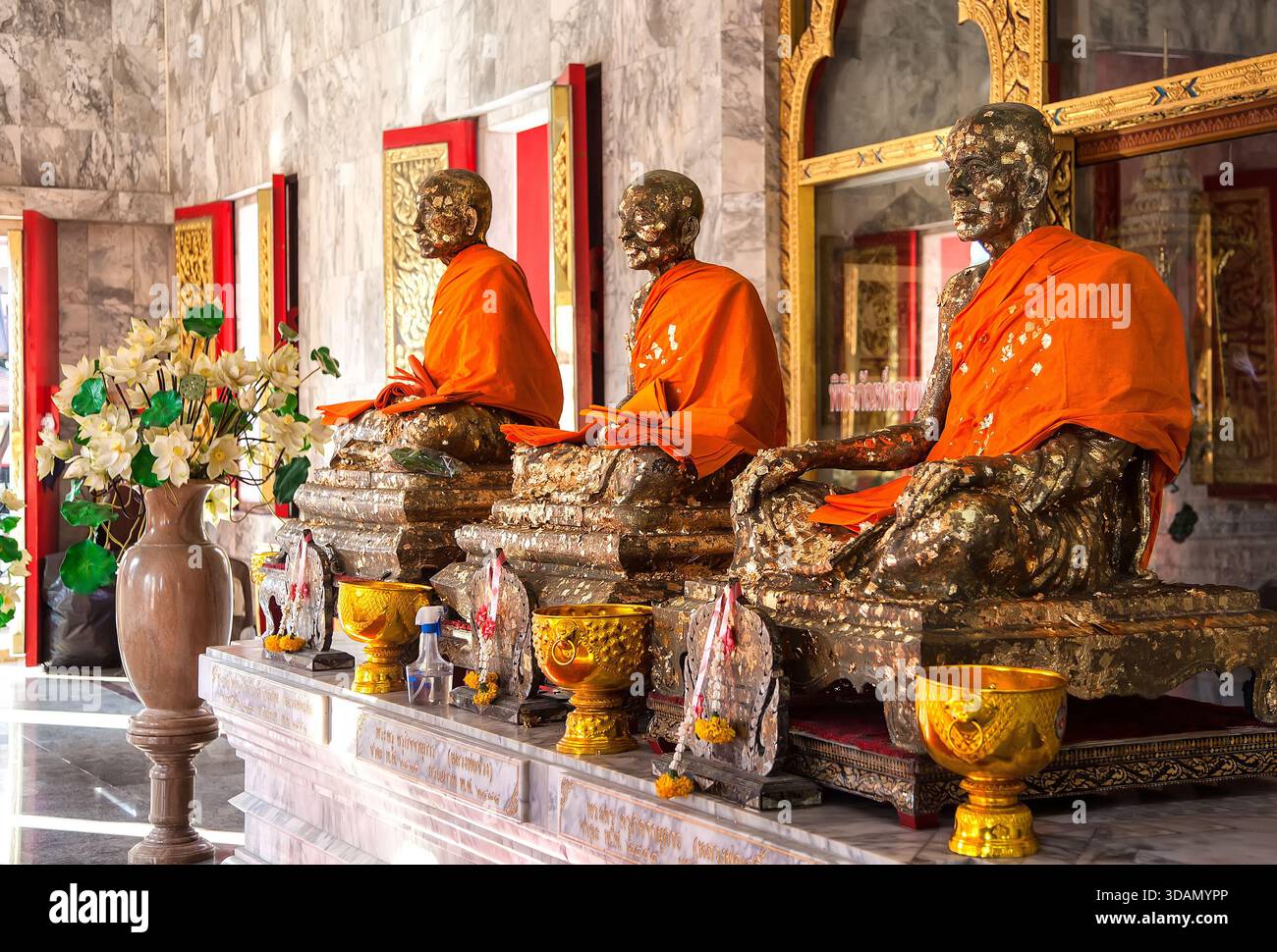 Statues of famous monks in Wat Chalong Temple, Island Phuket, Thailand ...