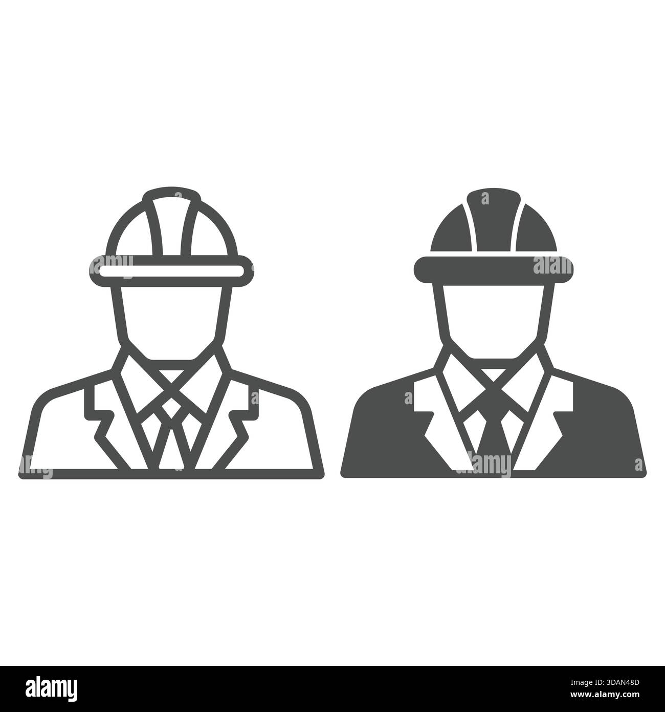Safety engineer man line and solid icon, labor protection, worker ...