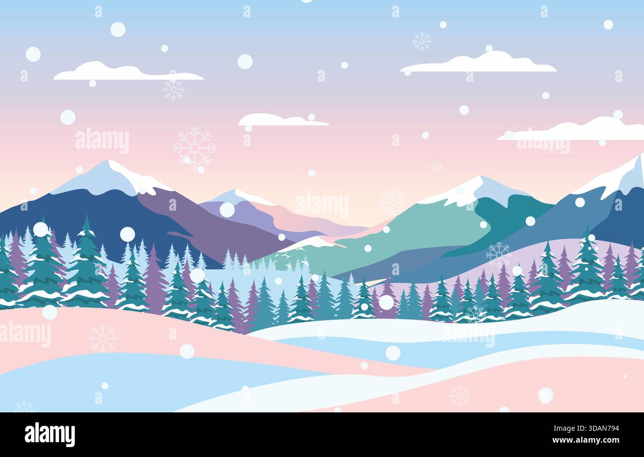 Scenic landscape winter in Stock Vector Images - Alamy