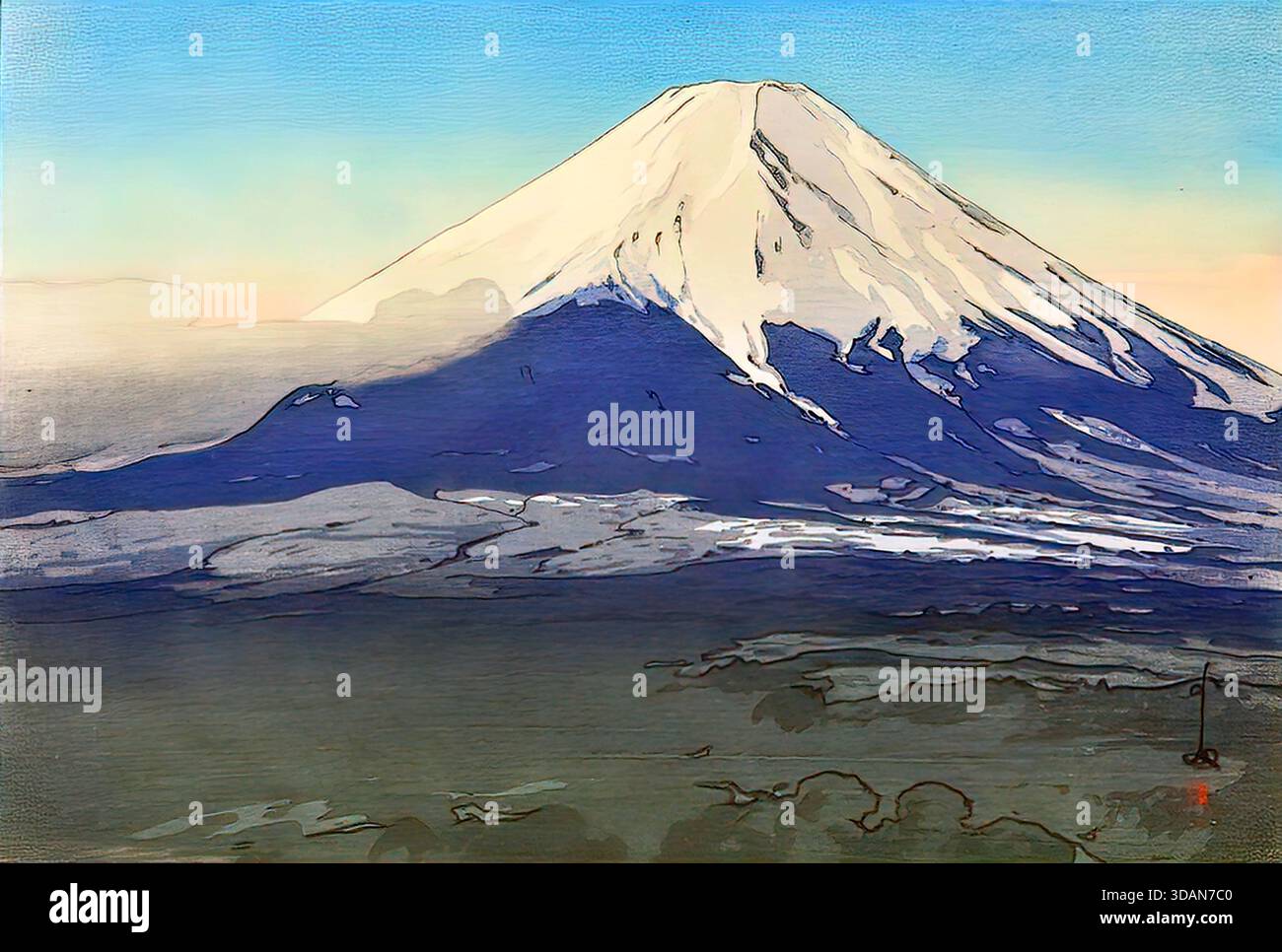 Hiroshi Yoshida Yoshida Village 1926 woodblock print Mount Fuji Ten ...
