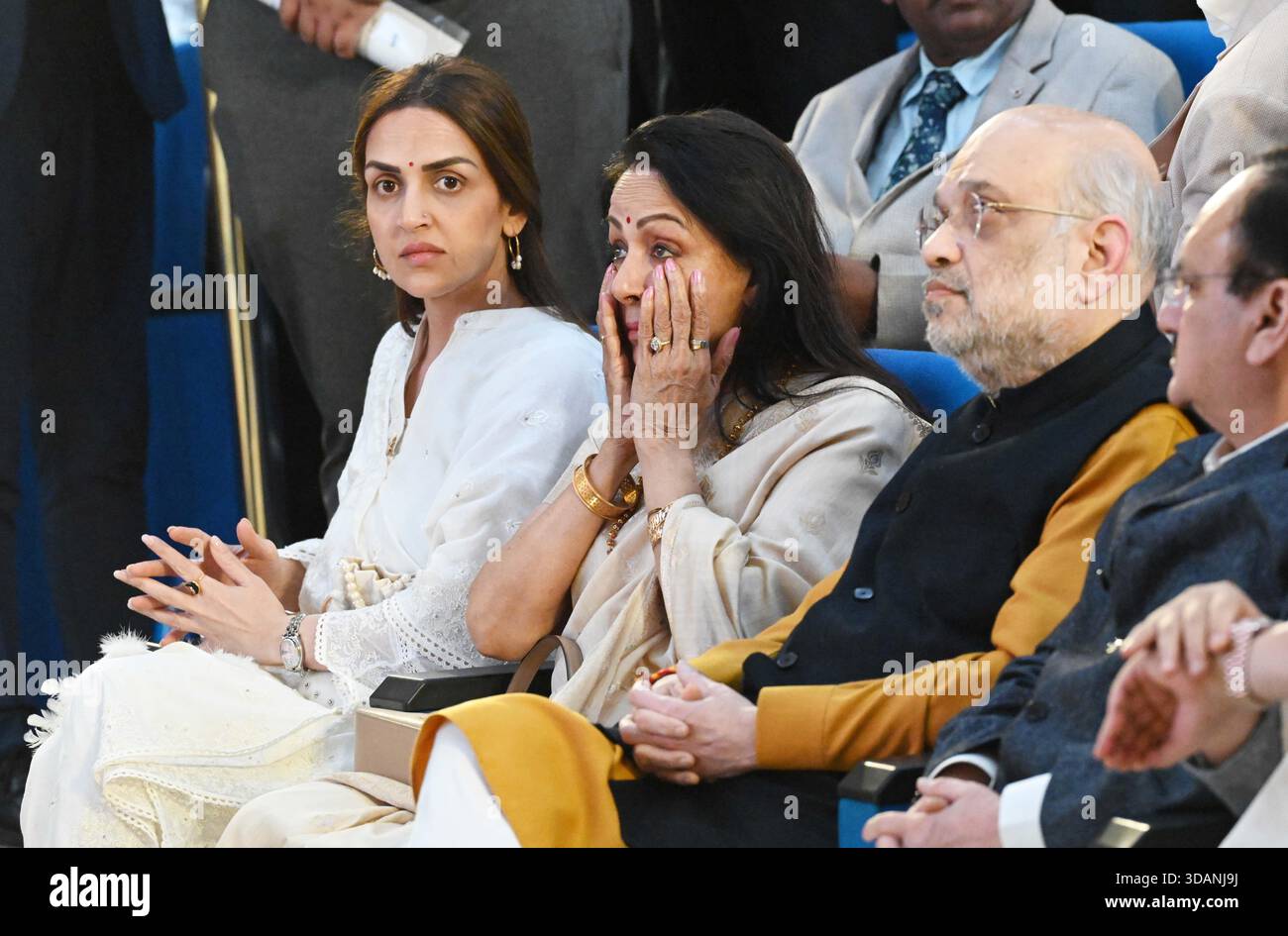 NEW DELHI, INDIA - DECEMBER 11: BJP MP and wife Hema Malini gets emotional during the prayer ...