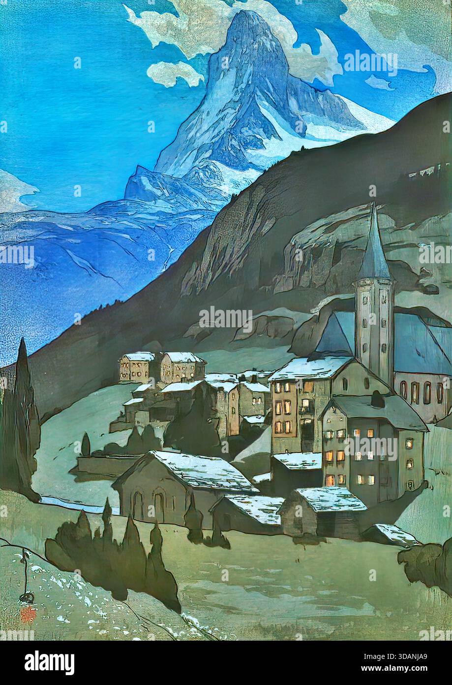 Alpine peaceful landscape Stock Vector Images - Alamy