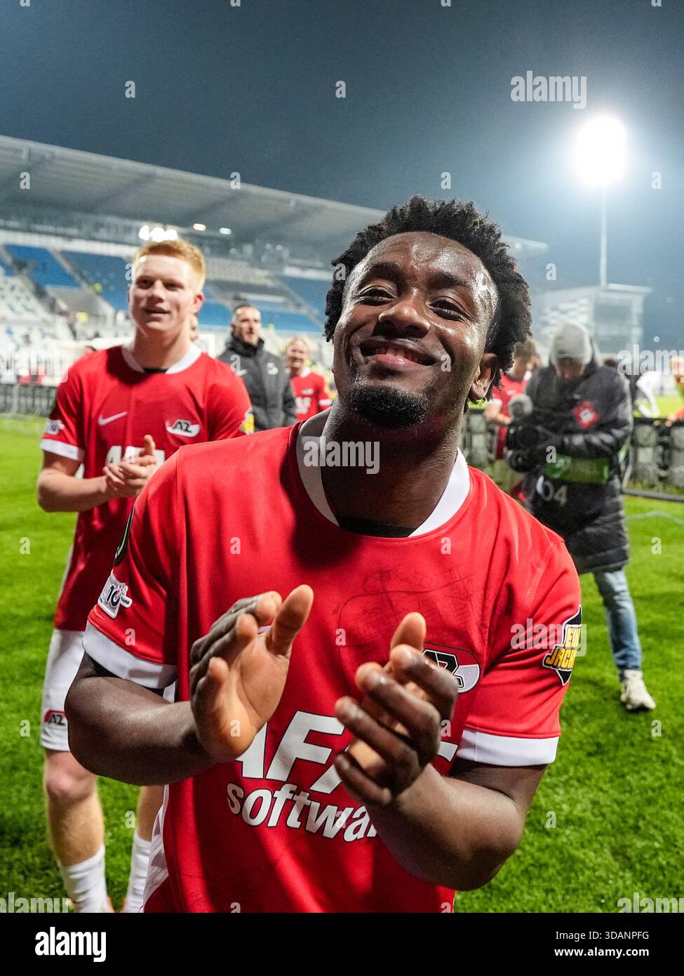 PRISTINA, KOSOVO - DECEMBER 11: Ibrahim Sadiq of AZ Alkmaar thanking fans for their support ...