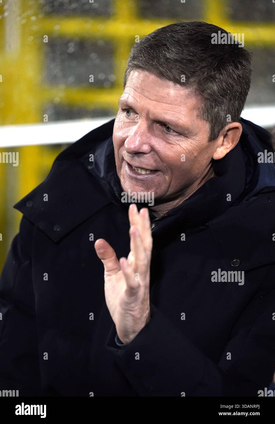 Crystal Palace manager Oliver Glasner acknowledges the fans before the ...