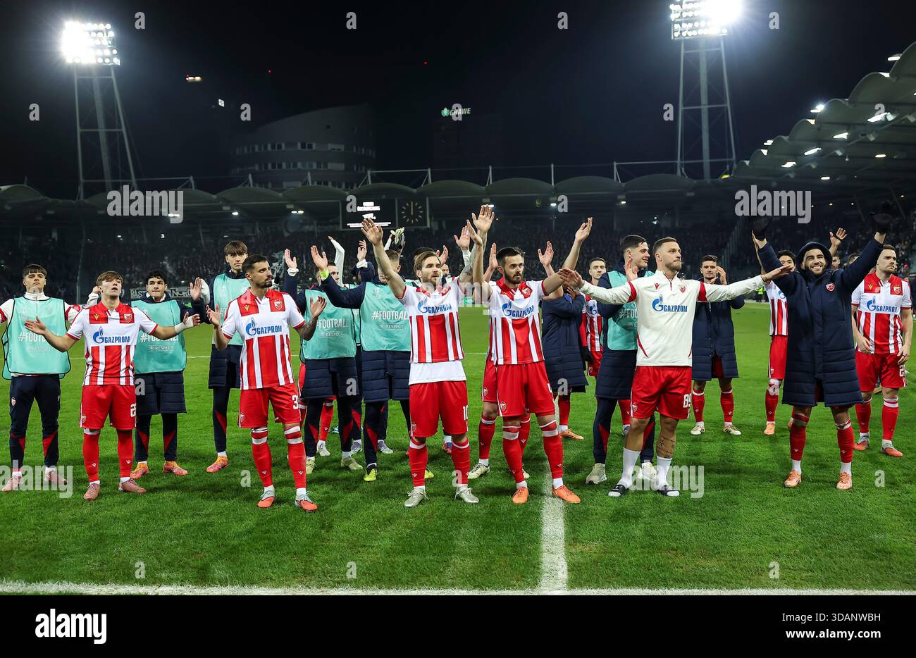 Players of Crvena Zvezda celebrate after winning the UEFA Europa League ...