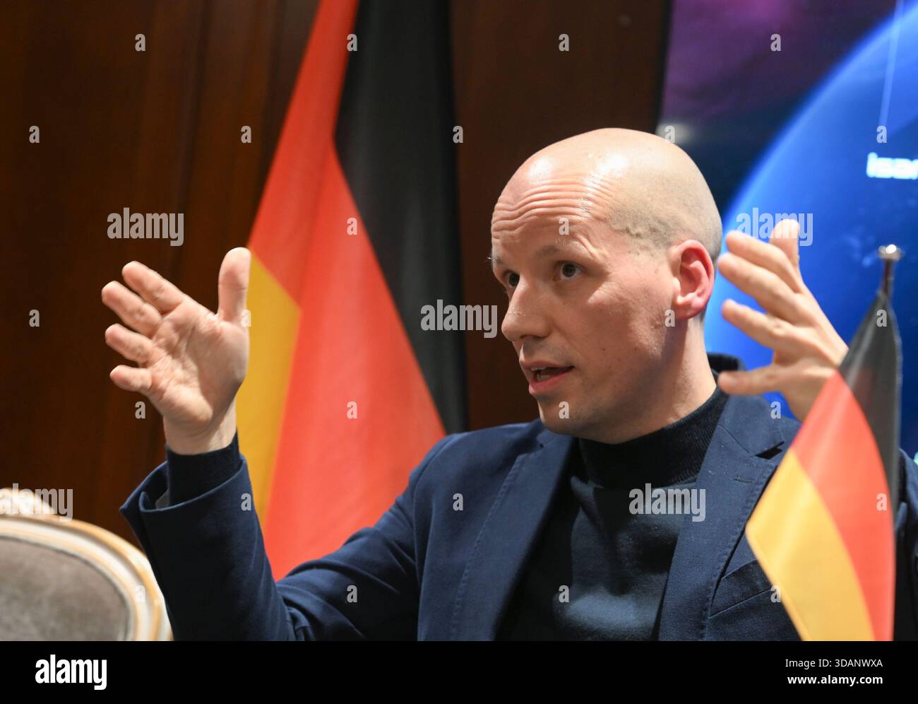 10 December 2025, Berlin: Gundbert Scherf, head of the drone start-up ...