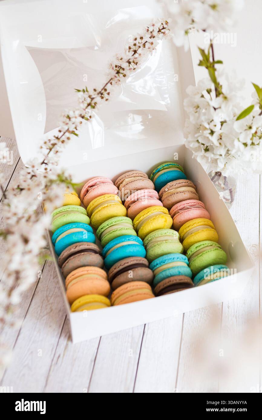 Macaron box on white hi-res stock photography and images - Alamy