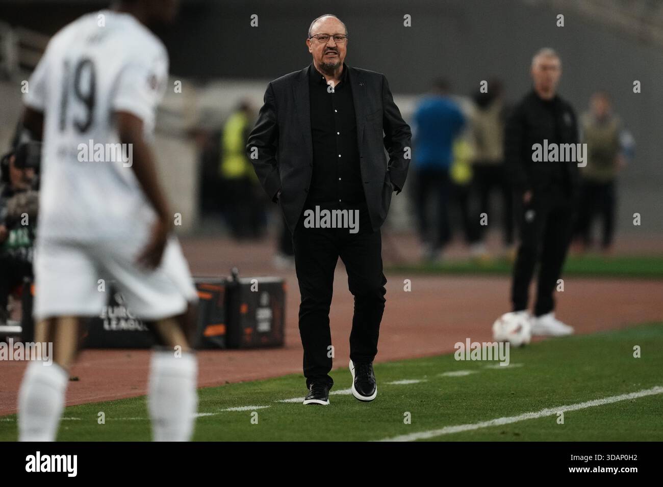 Panathinaikos' head coach Rafael Benítez watches the play during the ...