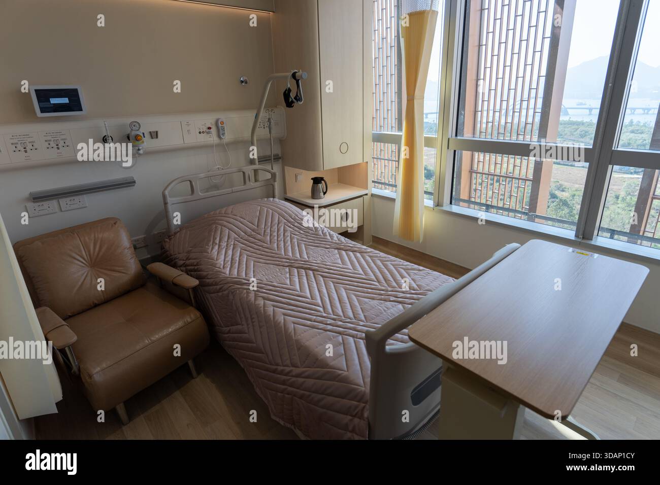 View of the hospital bad on December 9, 2025 in Hong Kong. (Photo by ...
