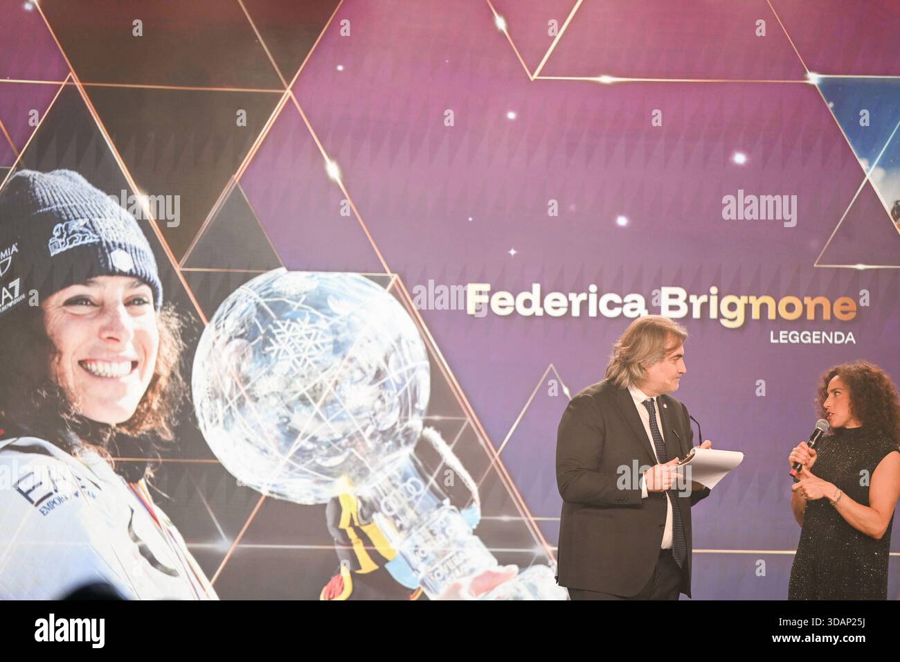 Federica Brignone on stage during the Gazzetta Sports Awards on ...