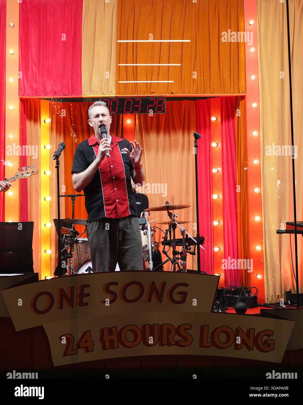Alex Horne takes on a 24-hour Stand Up To Cancer challenge at Battersea ...