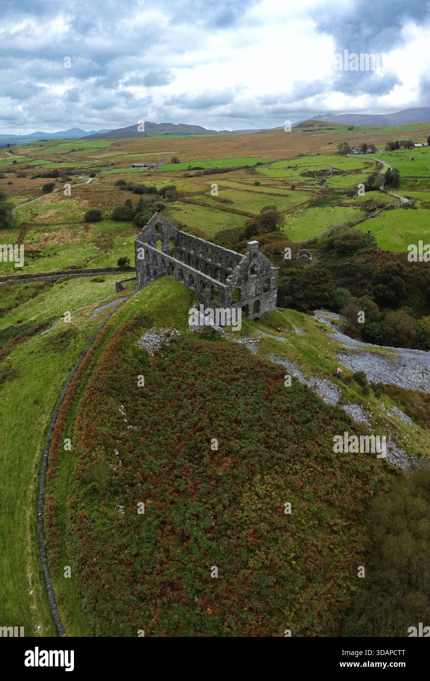 Aerial view of Pont Y Pandy Slate Mill at Cwmstraddlyn Stock Photo - Alamy