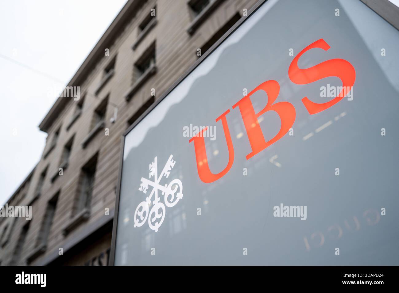 A UBS sign at Bahnhofstrasse on December 11, 2025 in Zurich ...